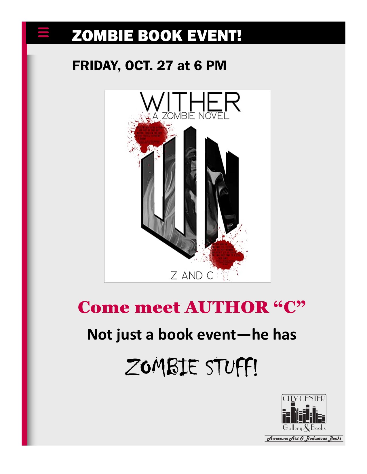 Zombie Book Event with City Center Gallery & Books - Cool Spring ...